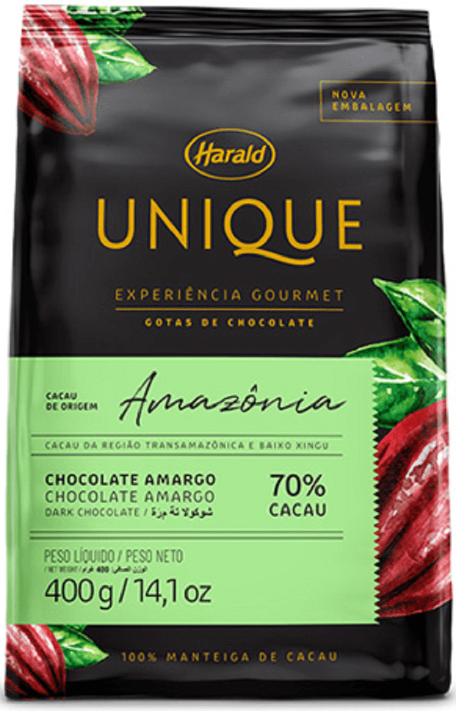 CHOCOLATE EM GOTAS AMARGO 70% AMAZONIA UNIQUE 400G HARALD - Doces Vaz