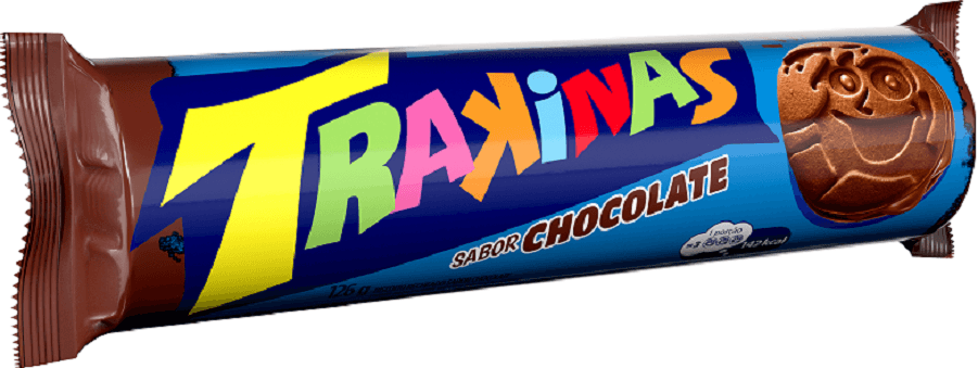 BISCOITO TRAKINAS RECHEADO SABOR CHOCOLATE 126G - Doces Vaz