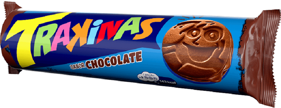 BISCOITO TRAKINAS RECHEADO SABOR CHOCOLATE 126G - Doces Vaz