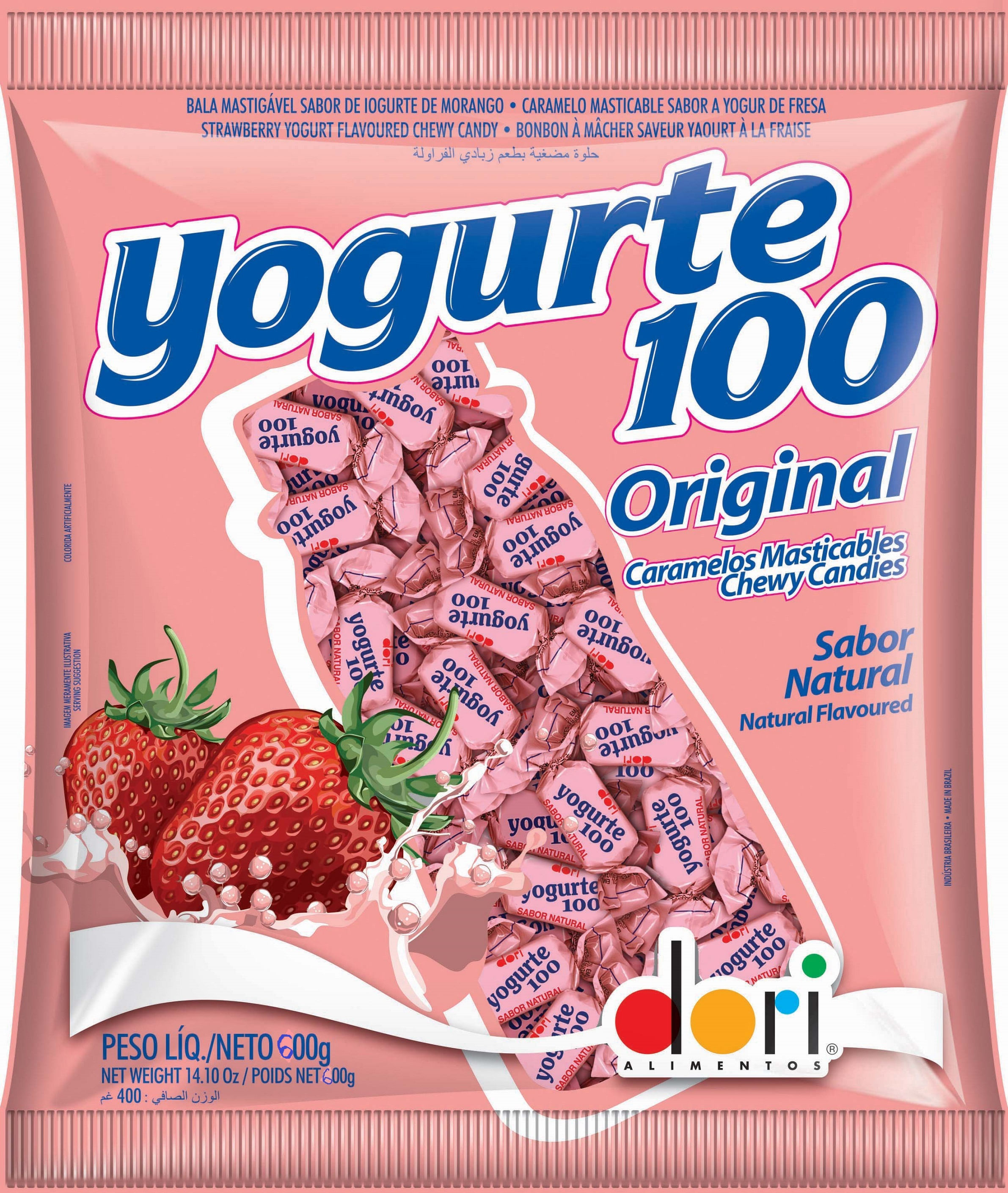 BALA MASTIGAVEL YOGURTE 100 ORIGINAL 600G DORI - Doces Vaz
