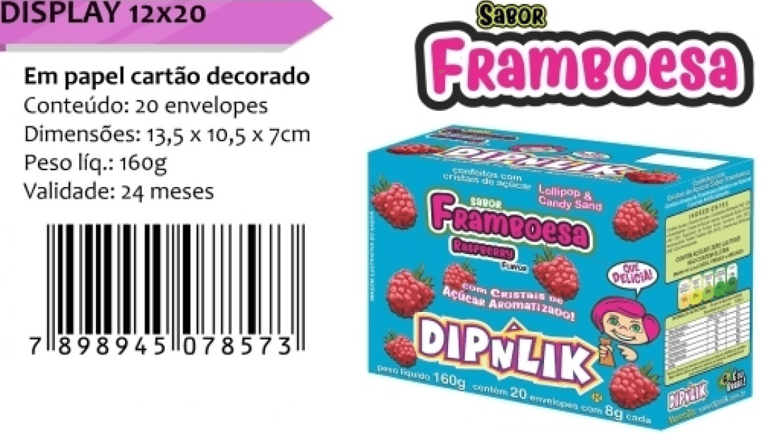 PIRULITO COM CRISTAIS DE ACUCAR AROMATIZADO FRAMBOESA 160G DIPNLIK ...