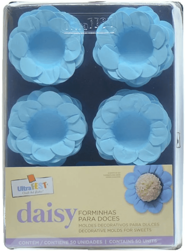 FORMA PARA DOCES DAISY AZUL CLARO COM 50 UNIDADES ULTRAFEST - Doces Vaz
